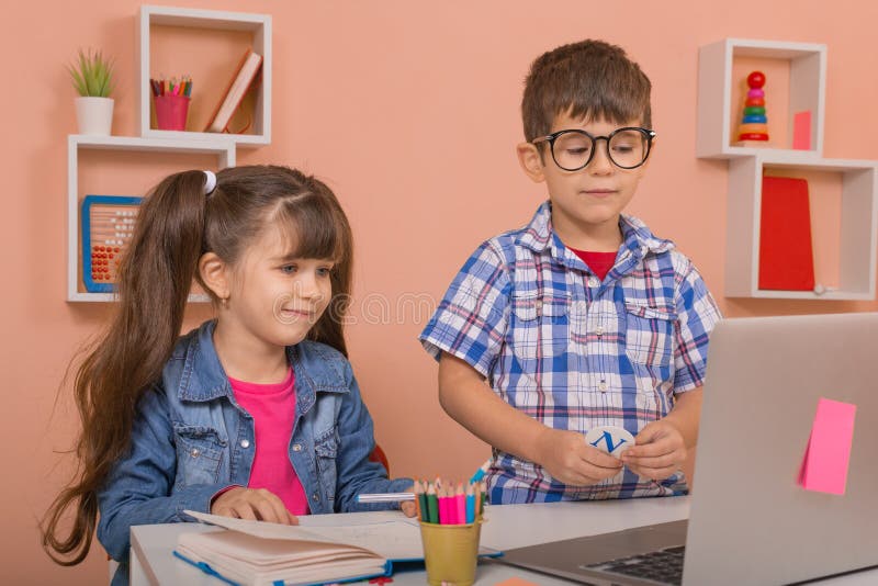 Online Classes, Teaching Online. Kids Learning Online Stock Photo ...
