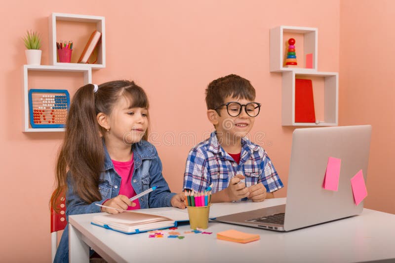 Online Classes, Teaching Online. Kids Learning Online Stock Image ...
