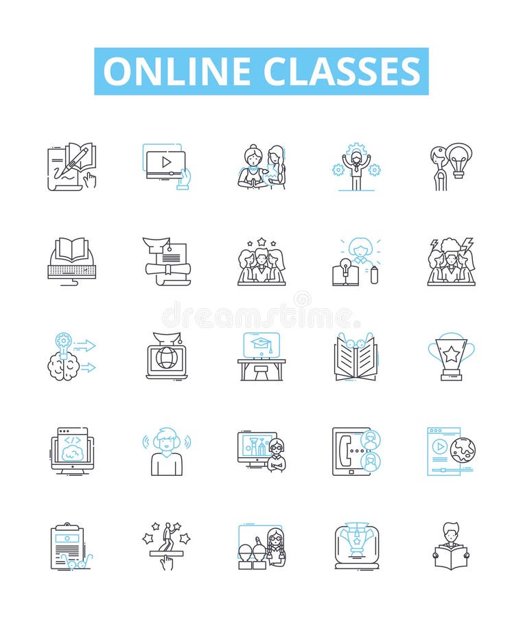 Online Classes Vector Line Icons Set. Online, Classes, Learning ...