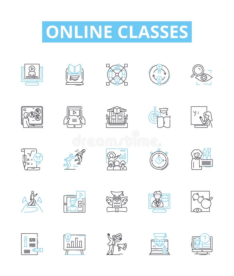 Online Classes Vector Line Icons Set. Online, Classes, Learning ...