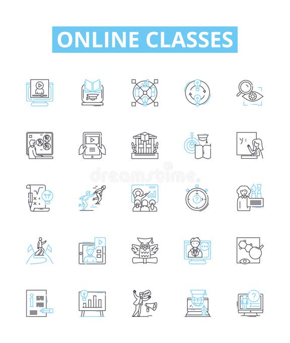 Online Classes Vector Line Icons Set. Online, Classes, Learning ...