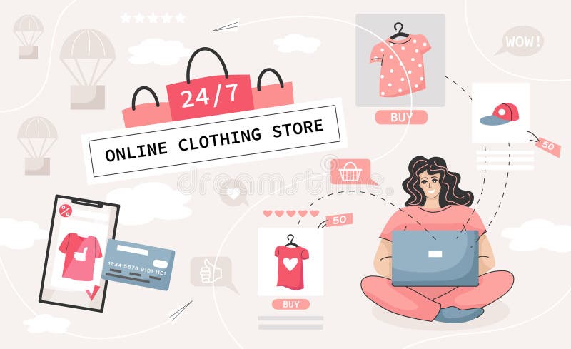 Online Clothes Store Composition Stock Vector - Illustration of ...