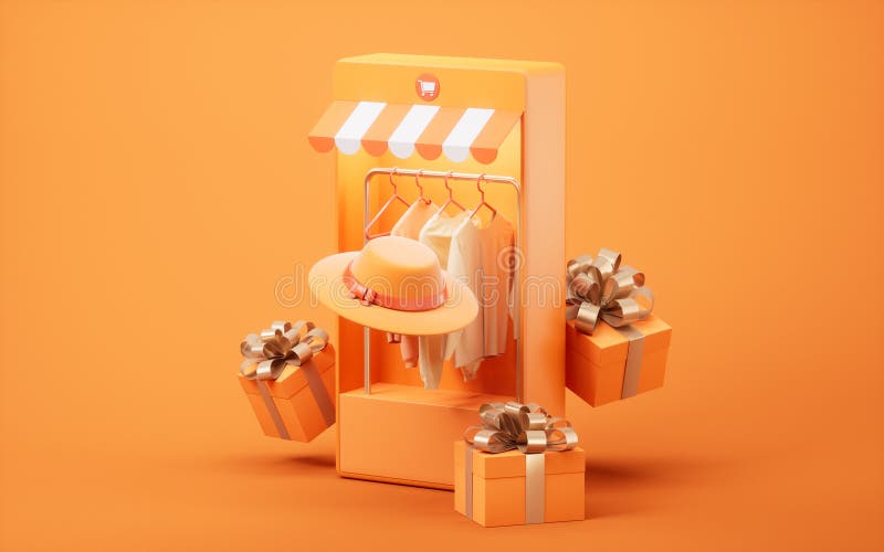 Online Clothing Store, 3d Rendering Stock Illustration - Illustration ...