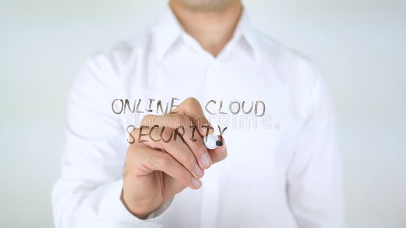 Online Cloud Security, Man Writing on Glass Stock Photo - Image of draw ...