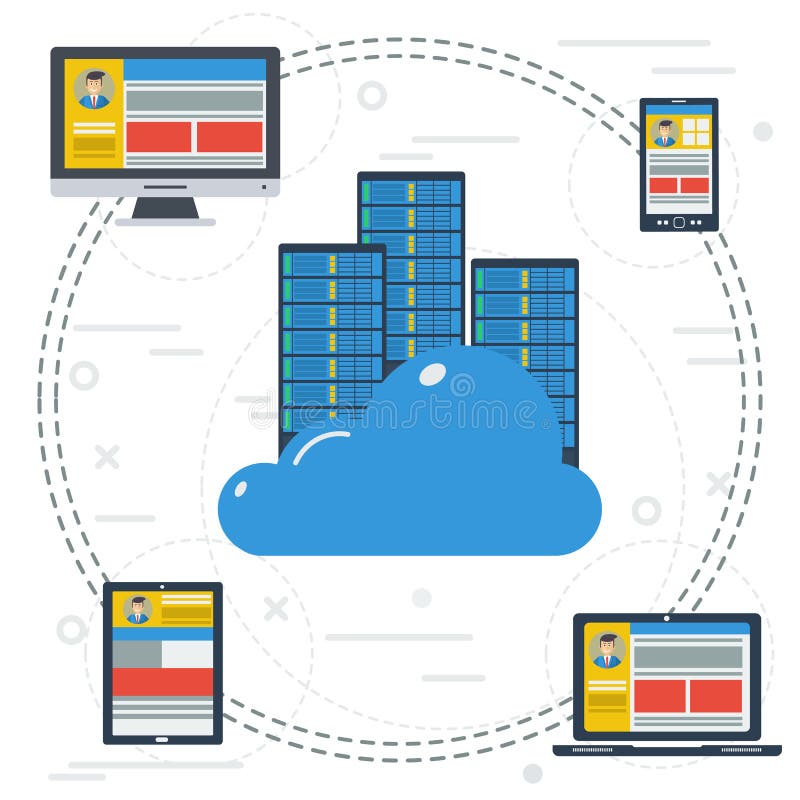 Online Cloud Storage To All Devices Stock Illustration - Illustration ...