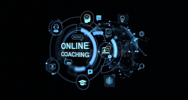 Online Coaching Icons Virtual Hud Screen, Business Training Stock ...