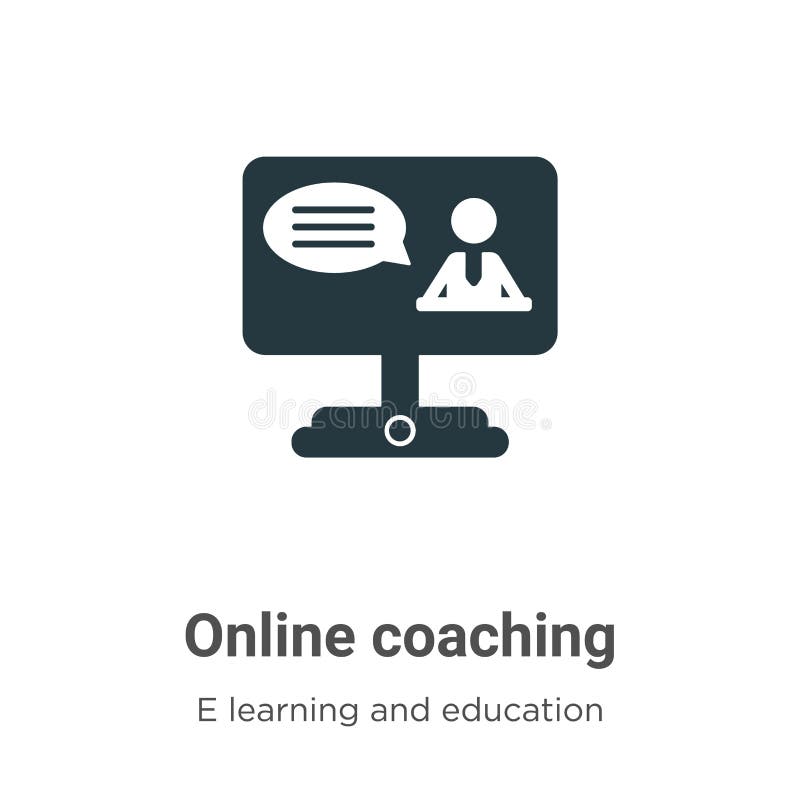 Online Coaching Vector Icon on White Background. Flat Vector Online ...