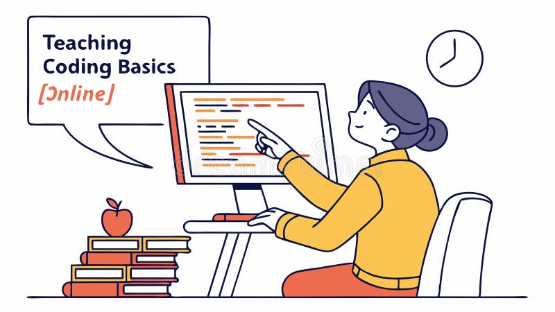 Online Coding Course, Teaching Basics Virtually, Vector Design Generative AI Stock Vector ...