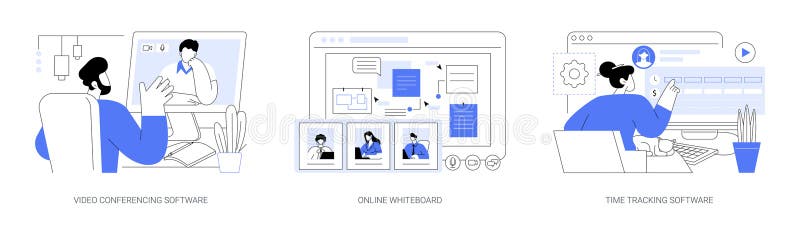 Online Collaboration Software Isolated Cartoon Vector Illustrations Se ...