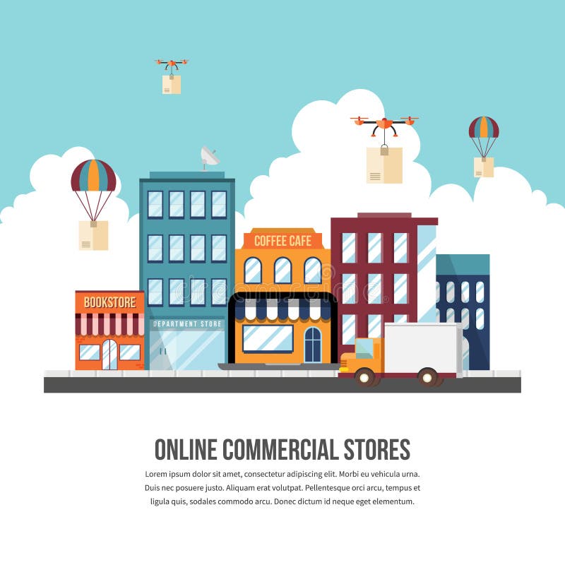Online Commercial Stores stock vector. Illustration of business - 83910161