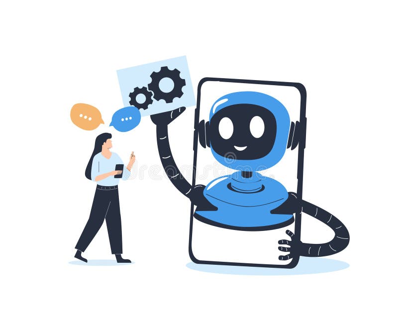 Online Communication with Chat Bot Concept. Robot Answer Customer in ... Online Communication with Chat Bot Concept. Robot Answer Customer in ...