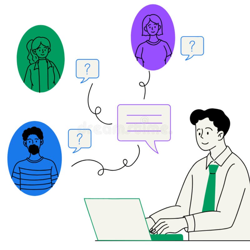 Online Communication and Customer Support Stock Illustration ...