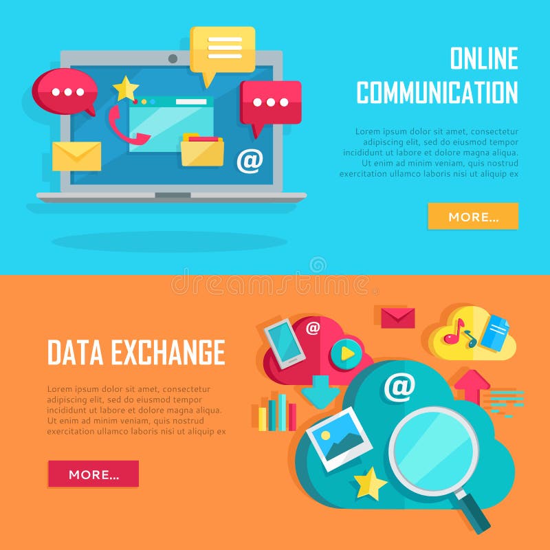 Online Communication and Data Exchange Banners. Stock Vector ...