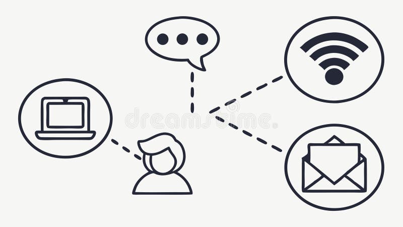 Online Communication Hub, Digital Connectivity, Tech Network, Vector ...