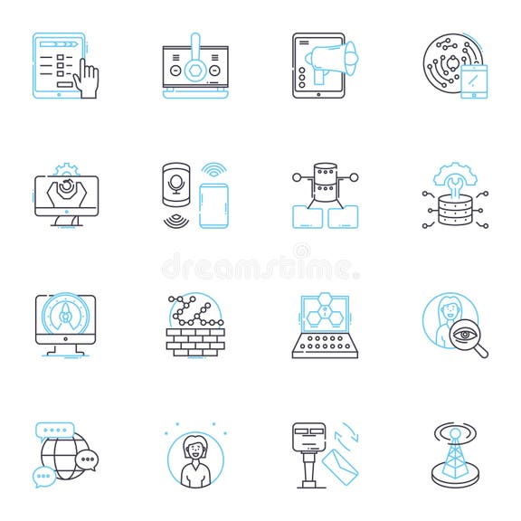 Online Communication Linear Icons Set. Instantaneous, Efficient ...