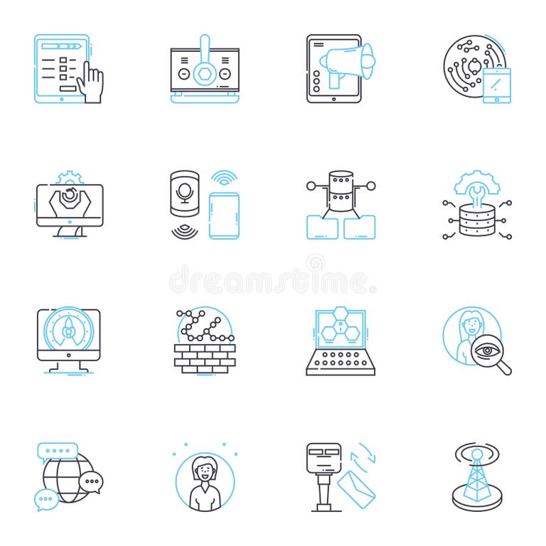 Online Communication Linear Icons Set. Instantaneous, Efficient ...