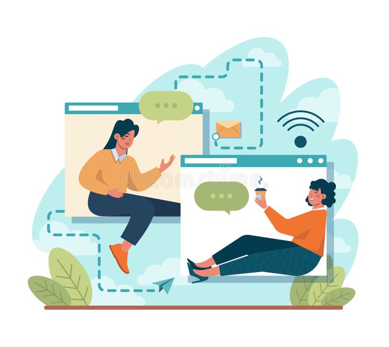 Online Communication. Video Conferencing through Device with Internet ...