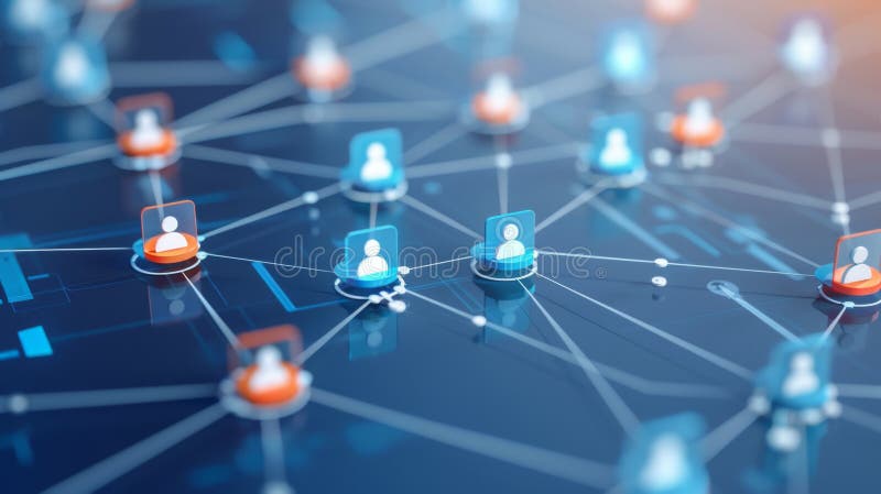 Online Community of Digital Avatars Connected by Lines Creating a ...