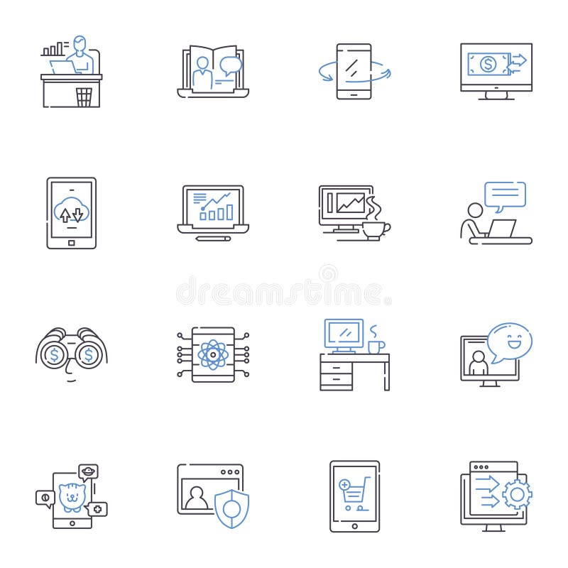 Online Company Line Icons Collection. E-commerce, Virtual, Digital ...