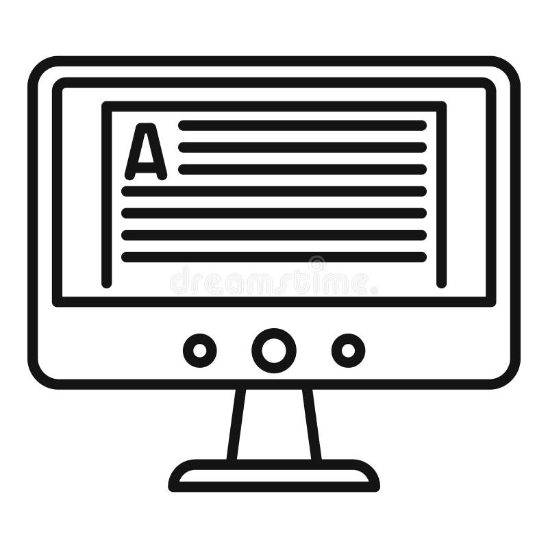 Online Computer Lesson Icon, Outline Style Stock Vector - Illustration ...
