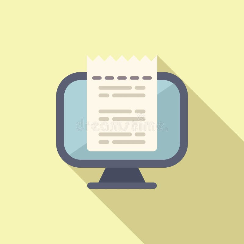 Online Computer Payment Bill Icon Flat Vector. Tax Form Receipt Stock ...