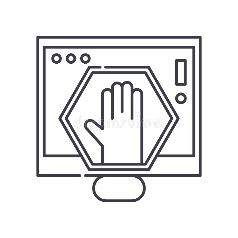 Online Computer Stop Icon, Linear Isolated Illustration, Thin Line ...