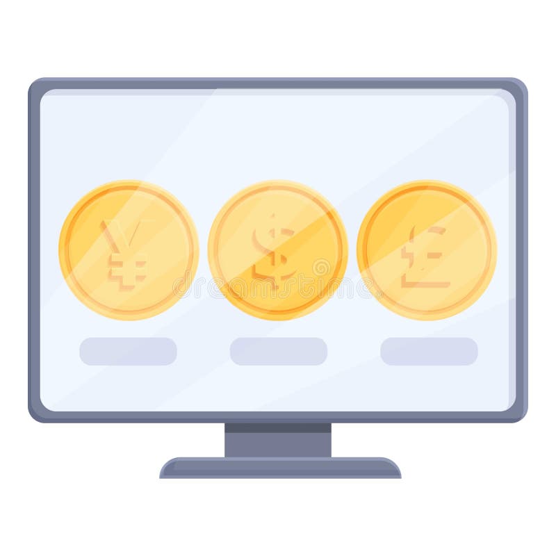 Online Computer Trade Icon Cartoon Vector. Worker Study Stock Vector ...