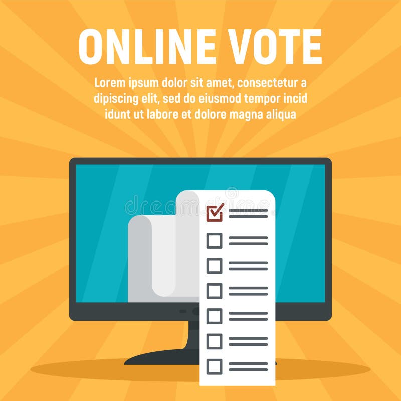 Online Computer Vote Concept Banner, Flat Style Stock Vector ...