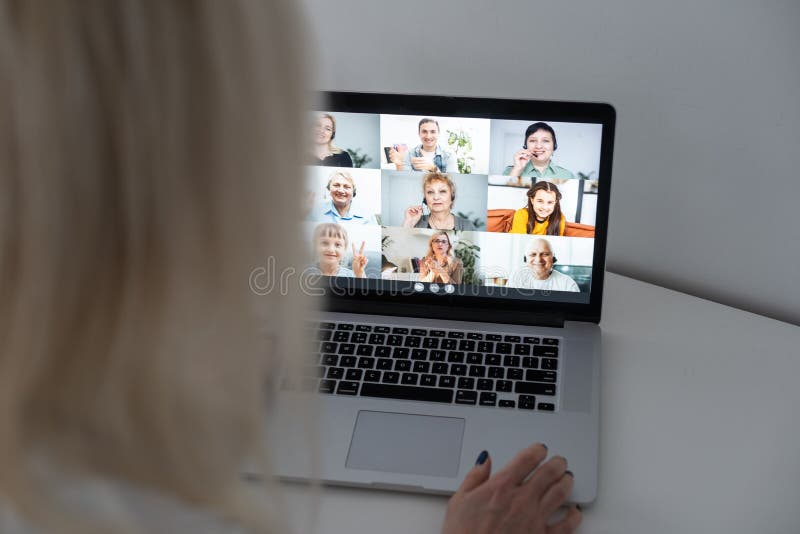 Online Conference of Colleagues through a Laptop. Video Call for ...