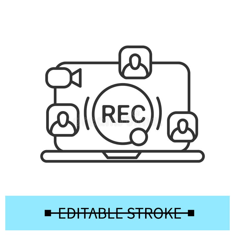 Online Conference Icon. Recording Video Meeting or Presentation. Linear ...