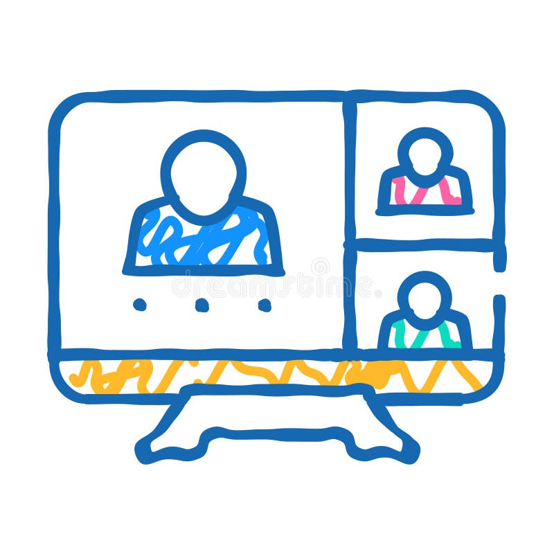 Online Conference, Remote Work Icon Doodle Illustration Stock Vector ...