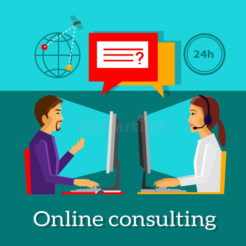 Online Consulting Design Flat Concept Stock Vector - Illustration of ...