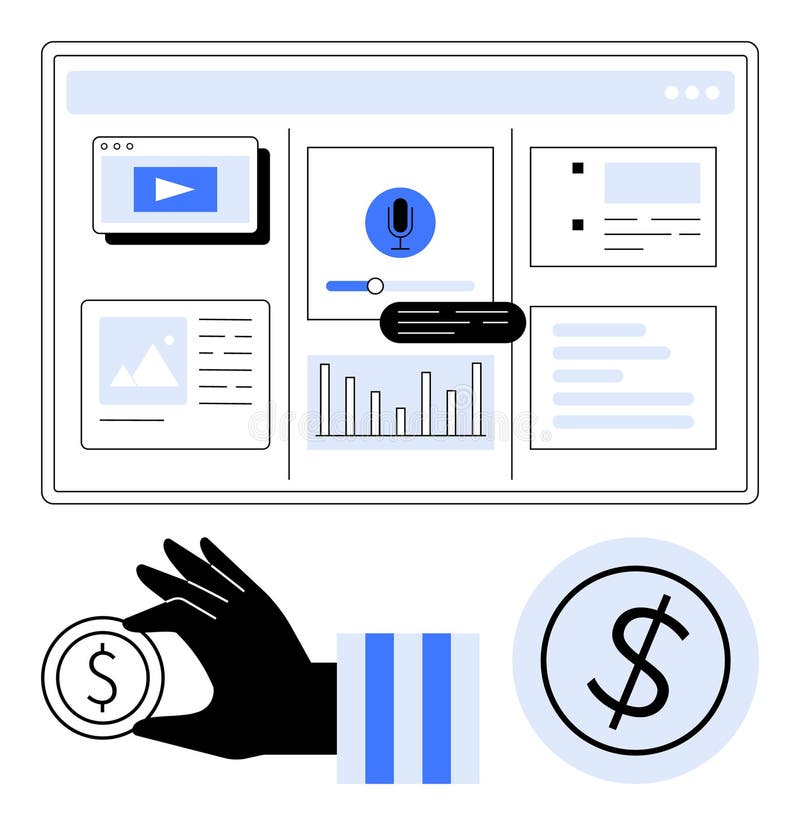 Online Content Creation and Monetization Concept with Dashboard and ...