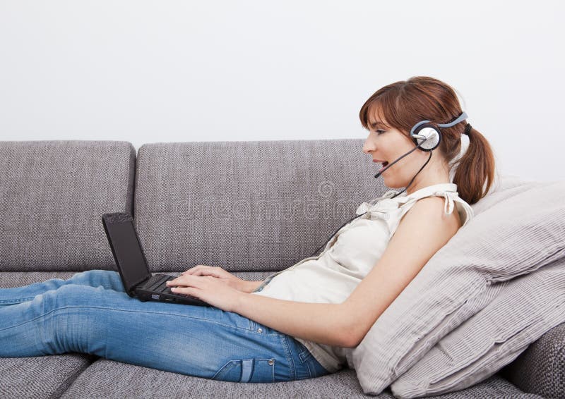 Online conversation stock photo. Image of home, adult - 14868348