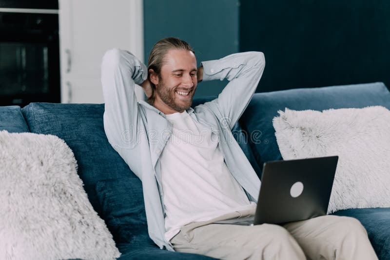 Online Conversation on a Good Positive Vibe. a Middle-aged Man Talking ...