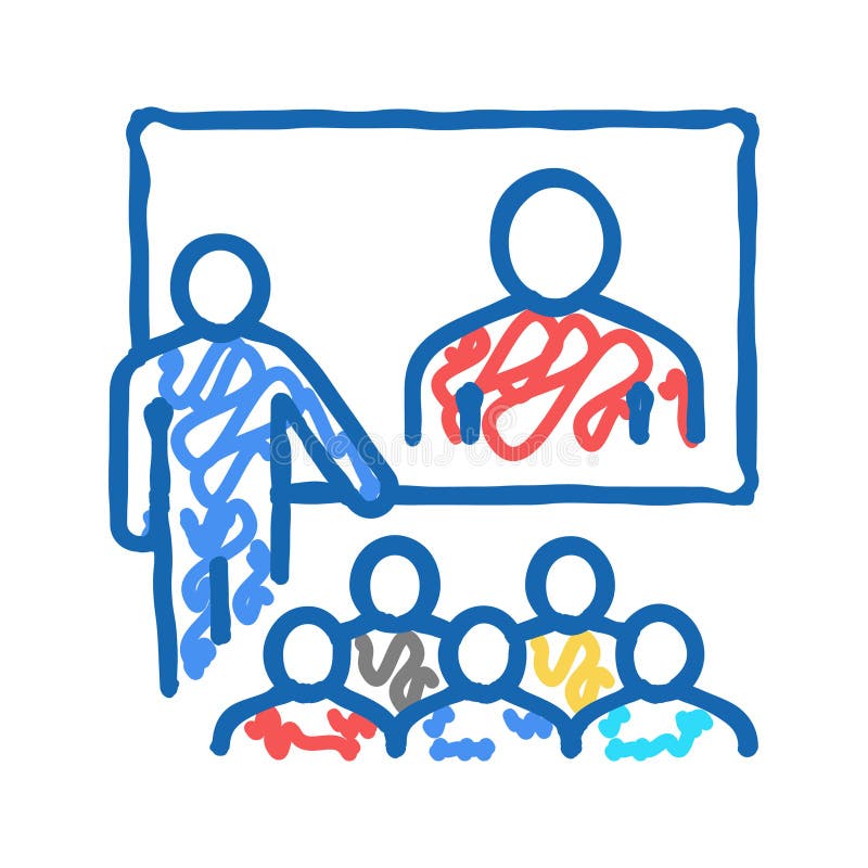 Online Conversation with Group Icon Doodle Illustration Stock ...