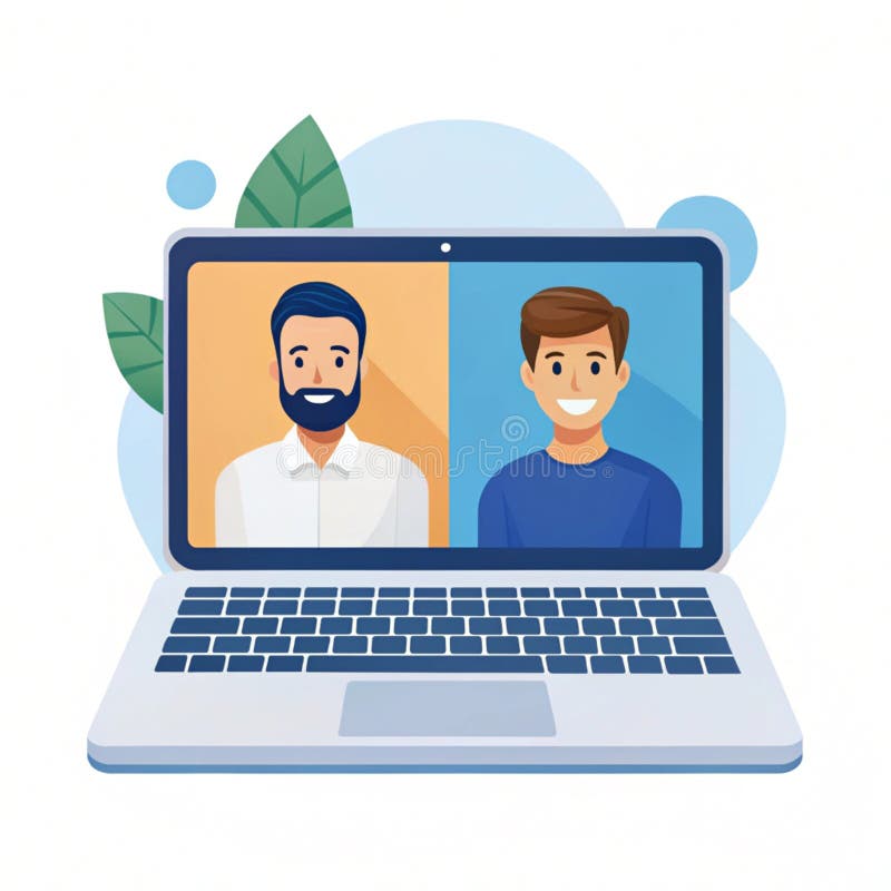 Online Conversation with a Man on a Laptop Stock Illustration ...