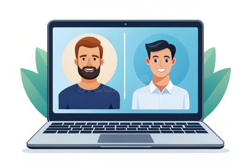 Online Conversation with a Man on a Laptop Stock Illustration ...