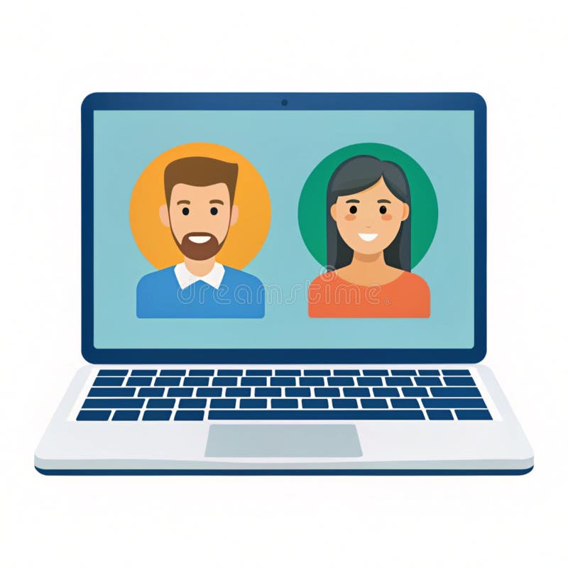 Online Conversation with a Man on a Laptop Stock Illustration ...