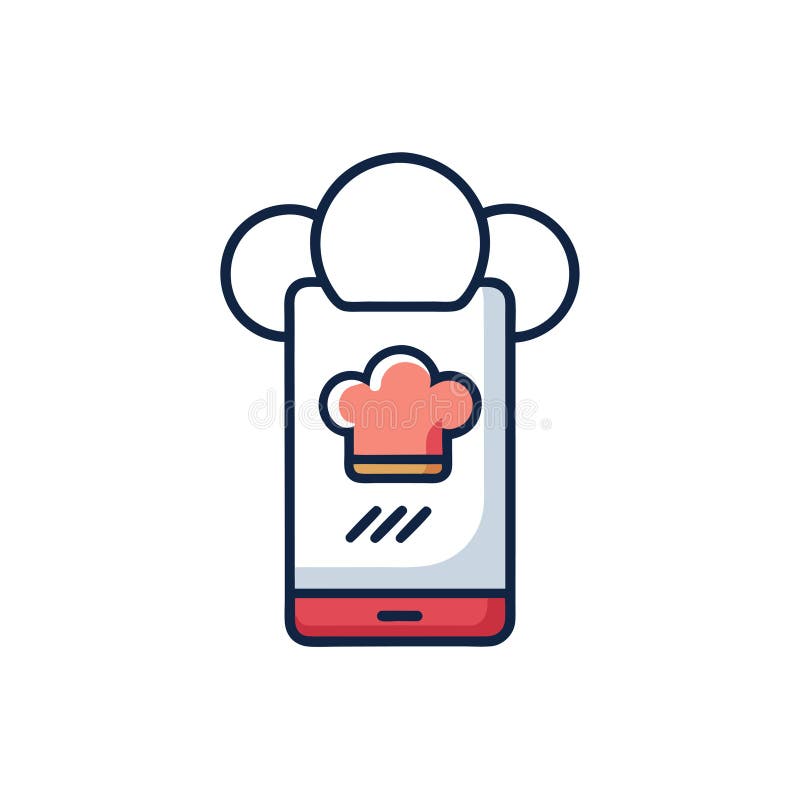 Online Cooking Class App: Mobile Phone with Chef Hat Icon Stock Vector ...