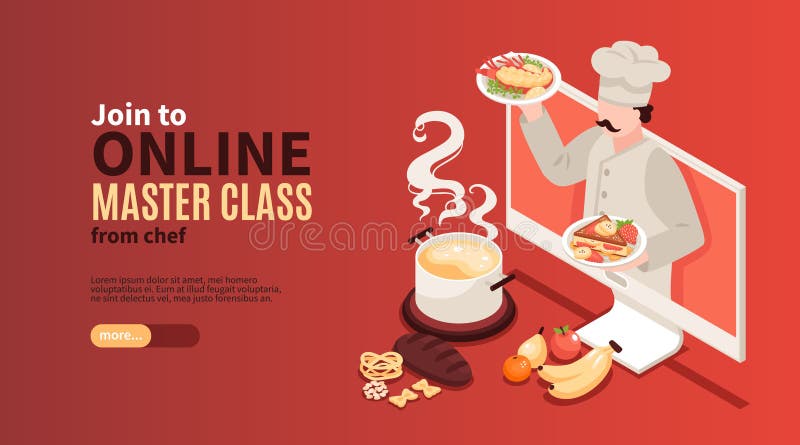 Online Cooking Masterclass Banner Stock Vector - Illustration of ...