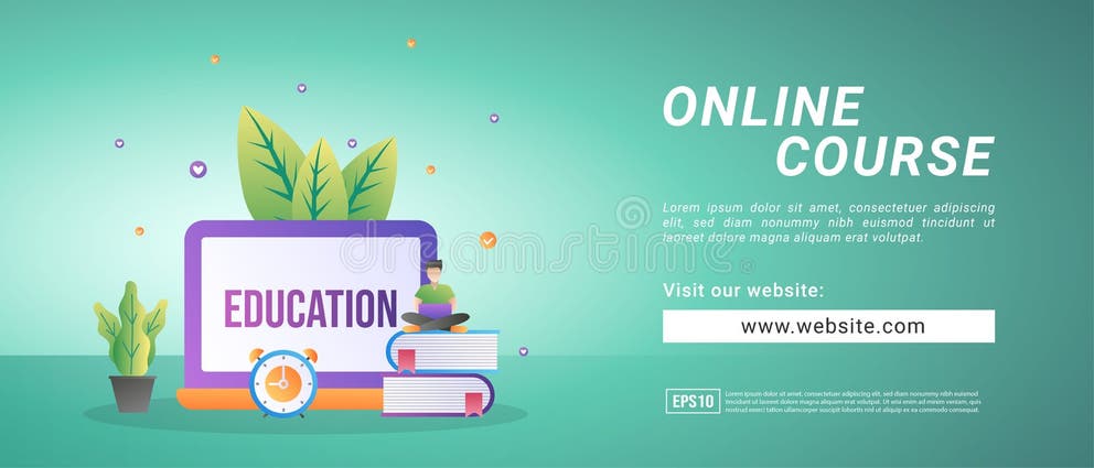 Online Course Banners, Study from Home Using the Internet. Banners for ...
