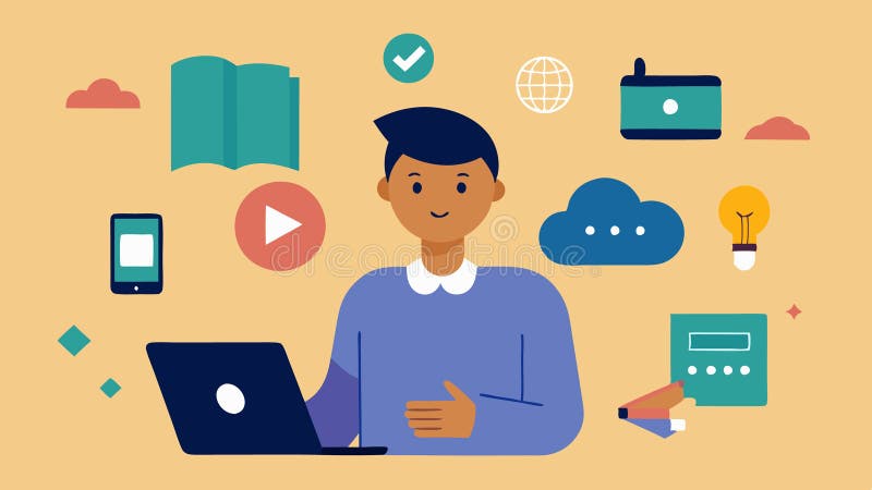 Online Course Content an Illustrator Designs Educational Materials ...