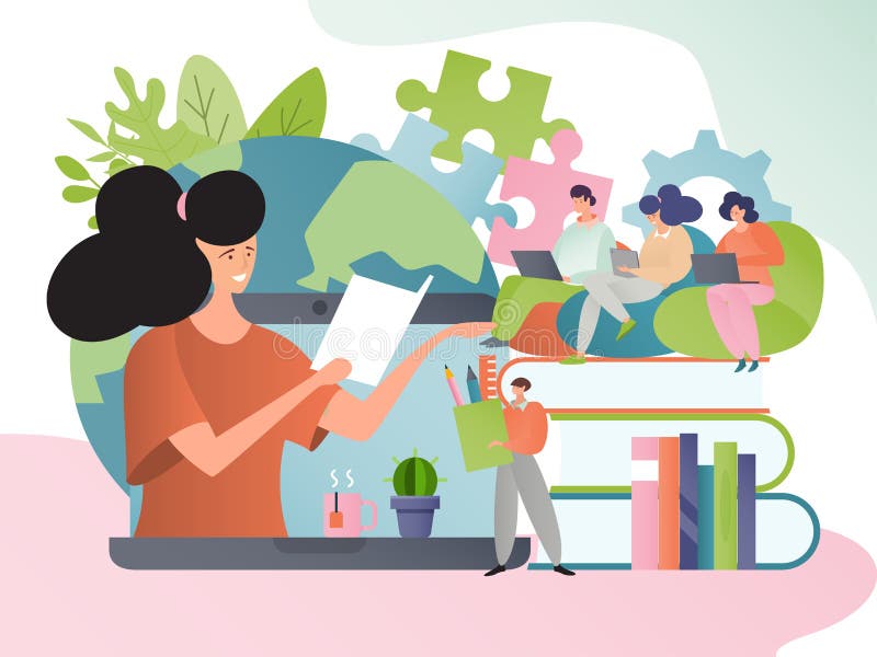 Online Course, Education in Internet Concept Vector Illustration ...