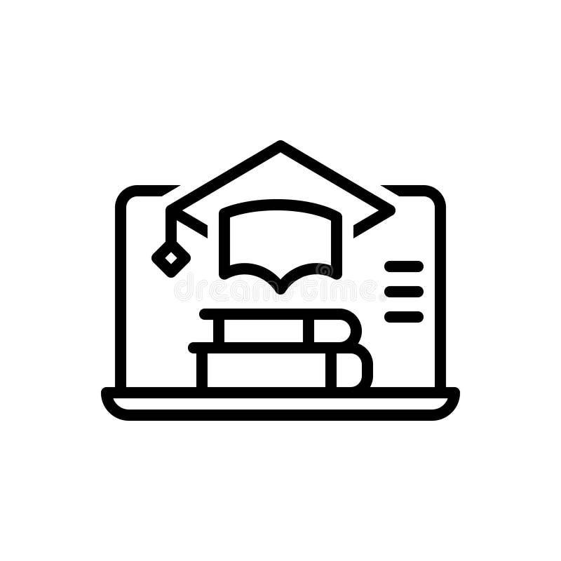 Black Line Icon for Online Course, Online and Study Stock Vector ...