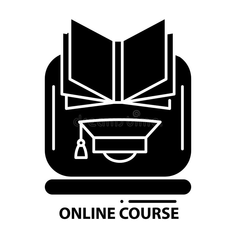 Online Course Icon, Black Vector Sign with Editable Strokes, Concept ...