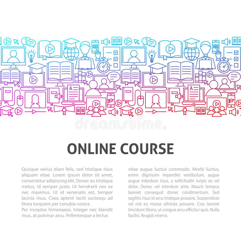 Online Course Line Template Stock Vector - Illustration of education ...