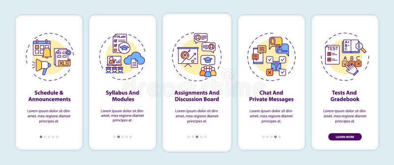 Online Course Management System Onboarding Mobile App Page Screen with ...