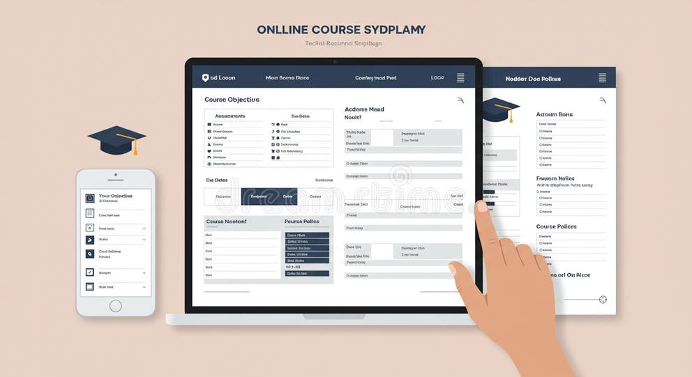 Online Course Platform Interface on Laptop and Mobile Stock ...