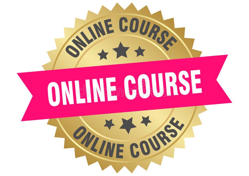 Online Course. Online Course Round Pink and Gold Label Isolated on ...